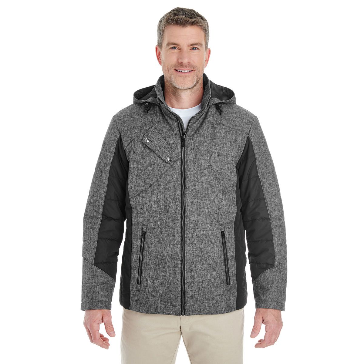 Promotional Men's midtown insulated fabric-block jacket with crosshatch ...