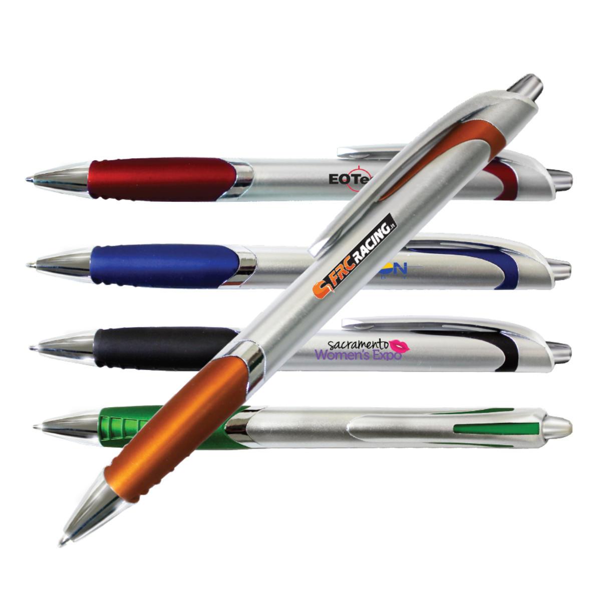Promotional Silver crest grip pen, full color digital Personalized With ...