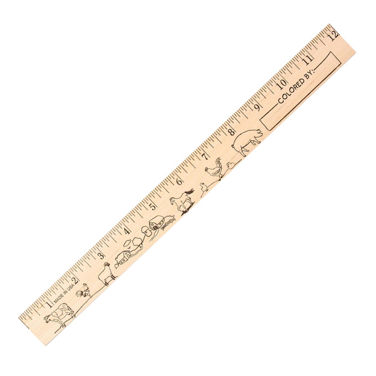 Farm animals "u" color rulers - natural wood finish | Corporate Specialties