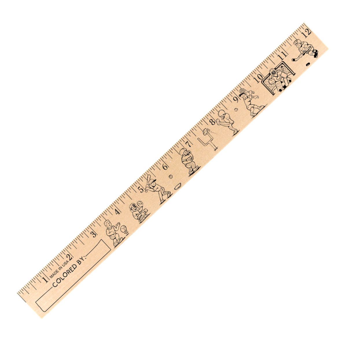 Kids playing sports u color rulers - natural wood finish | Corporate ...
