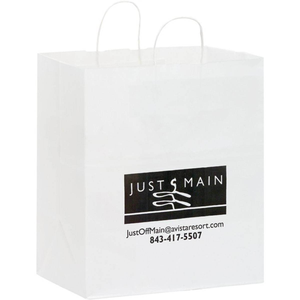 White Kraft Paper Shopper with Twisted Paper Handles - Take Out Bag ...