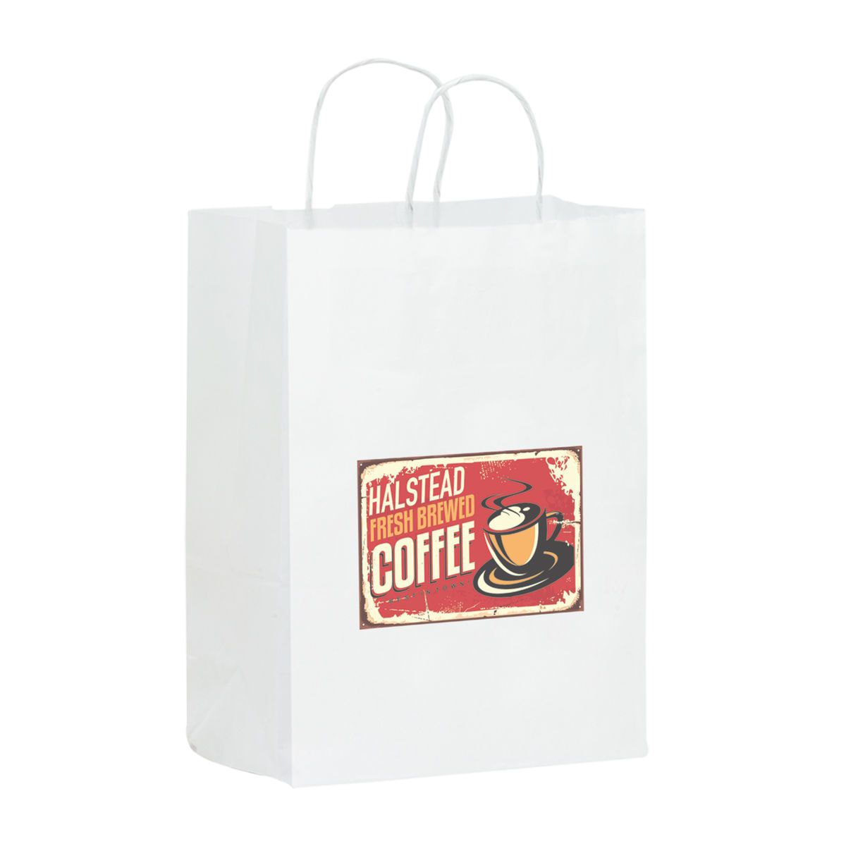 White kraft paper shopper with twisted paper handles | Corporate ...