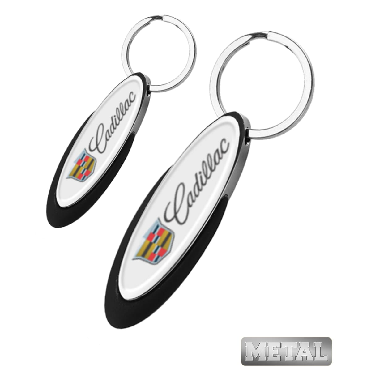 Oblong Metal Color Keychain-Full Color Dome | Sprinkled With Pink
