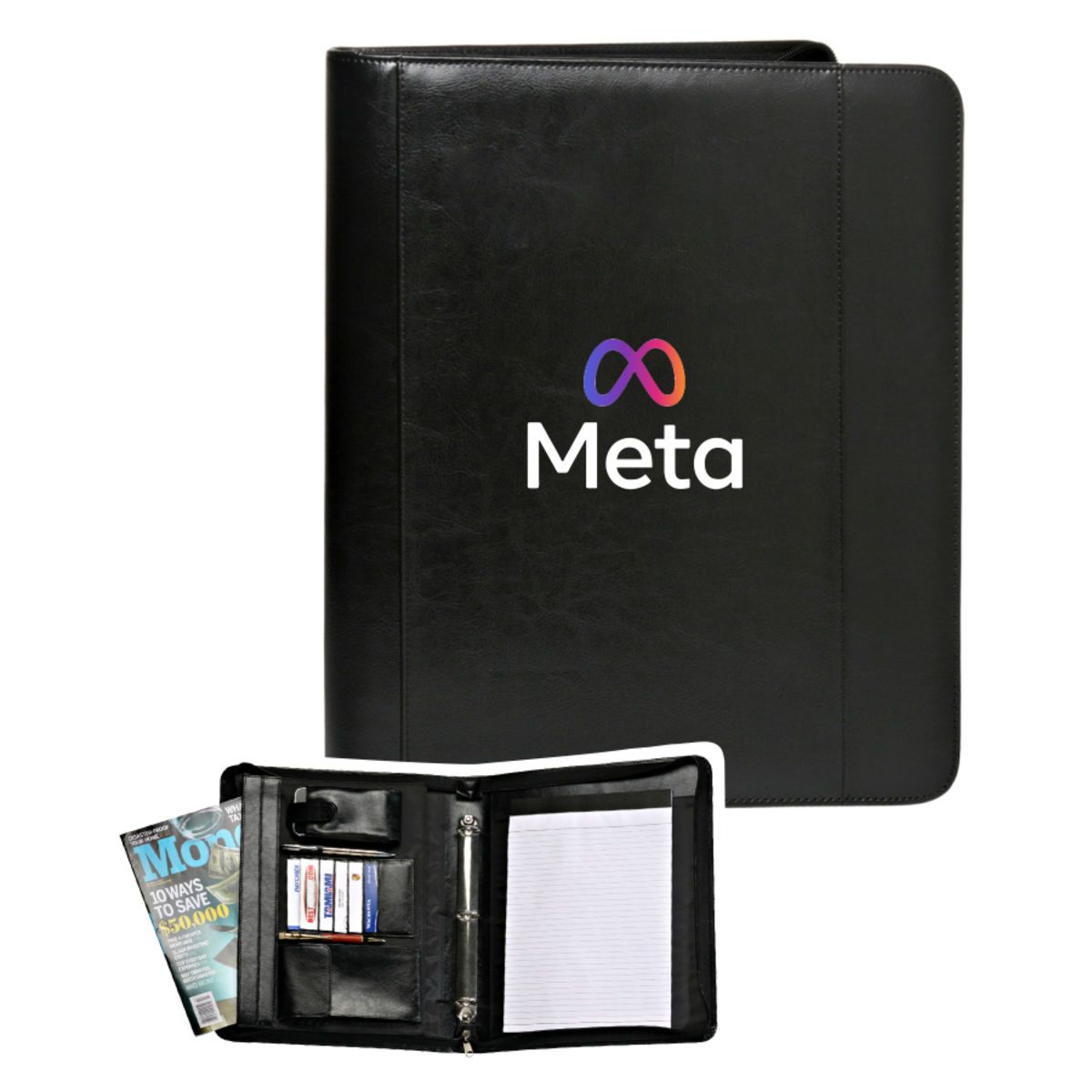 Union printed deluxe 3-ring zippered portfolios with full color print ...