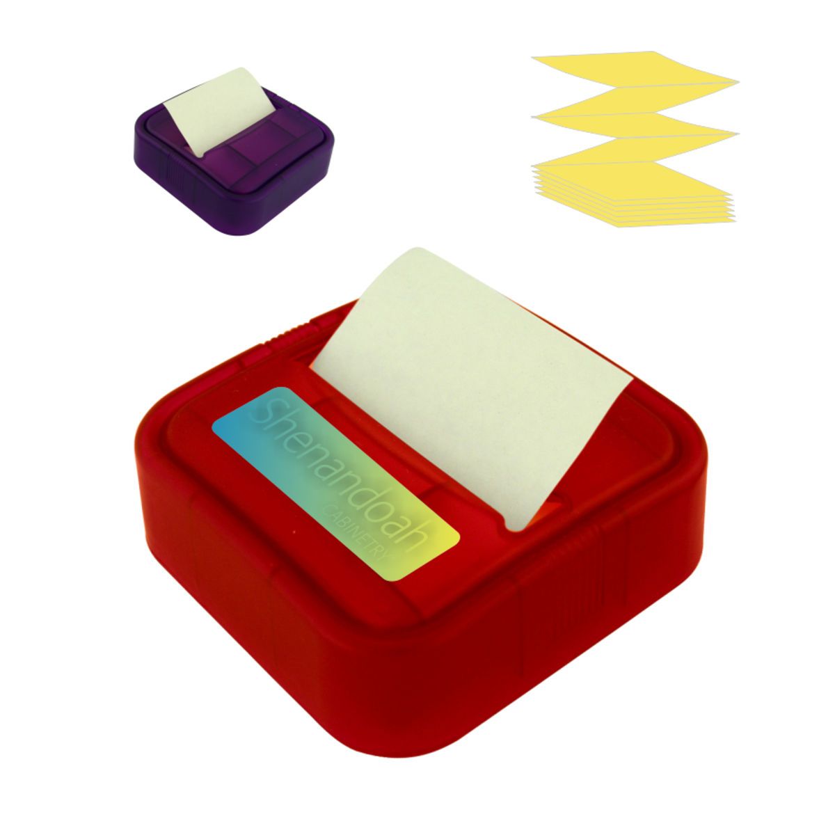 Stick-on-note pad dispenser w 3 note pad | SWAGBOX.COM