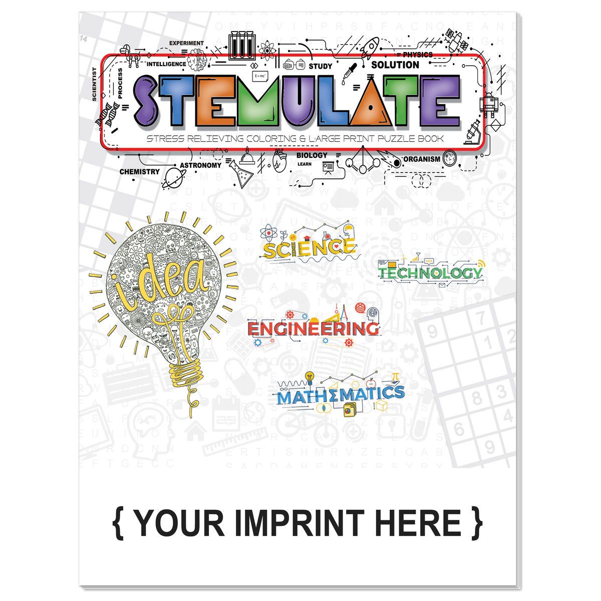 Promotional Stemulate - adult coloring and large print puzzle book combo Personalized With Your ...