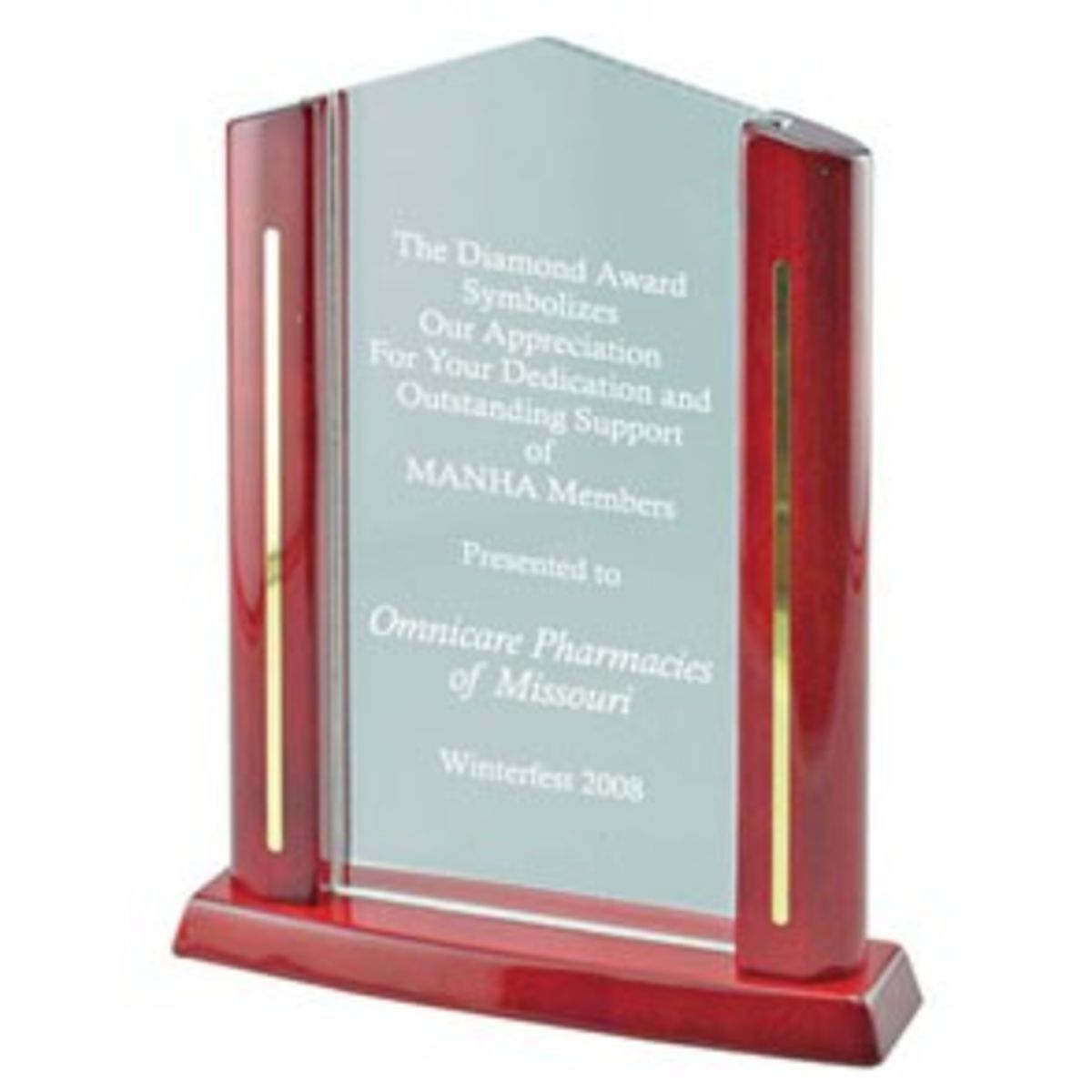 Rosewood cathedral rectangle acrylic award | Coggins Promo