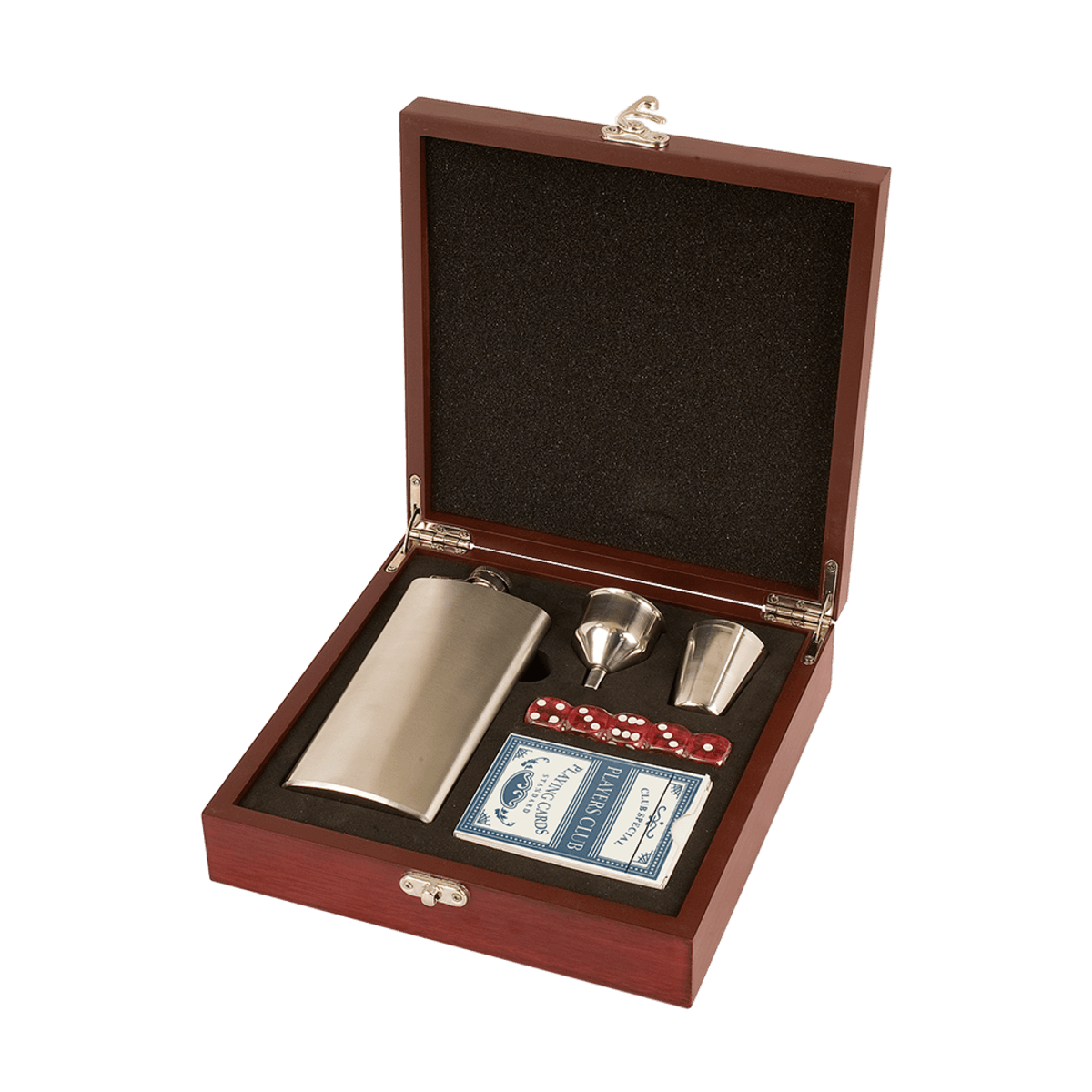 Promotional Rosewood finish flask set Personalized With Your Custom Logo