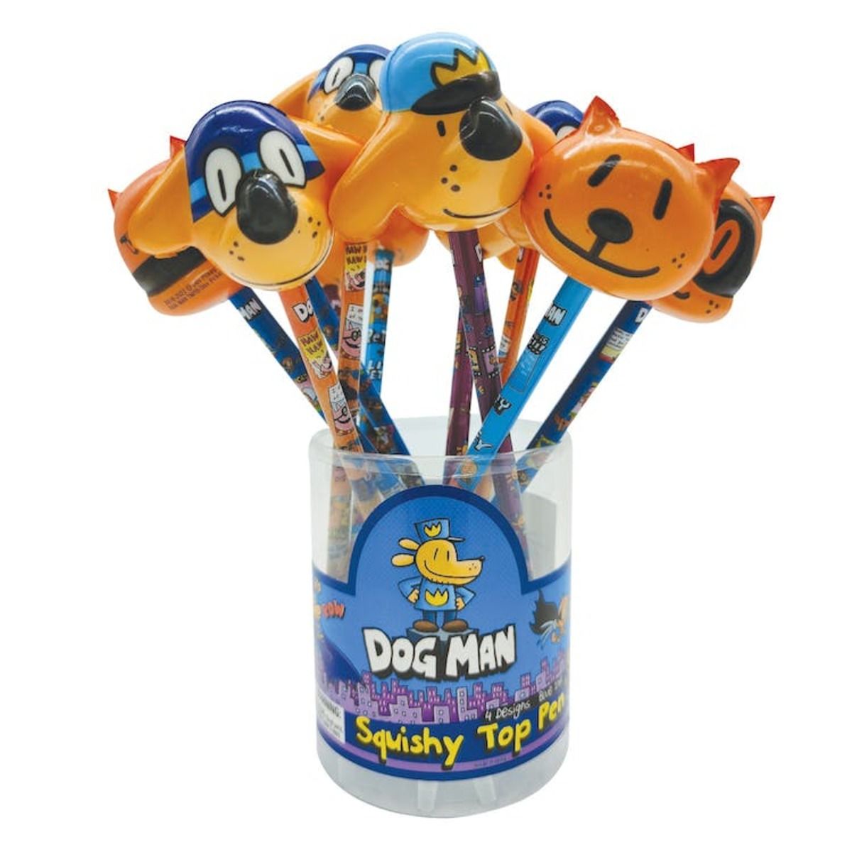 Custom Dog man squishy top pens - 4 assorted heads | BrandExtenders