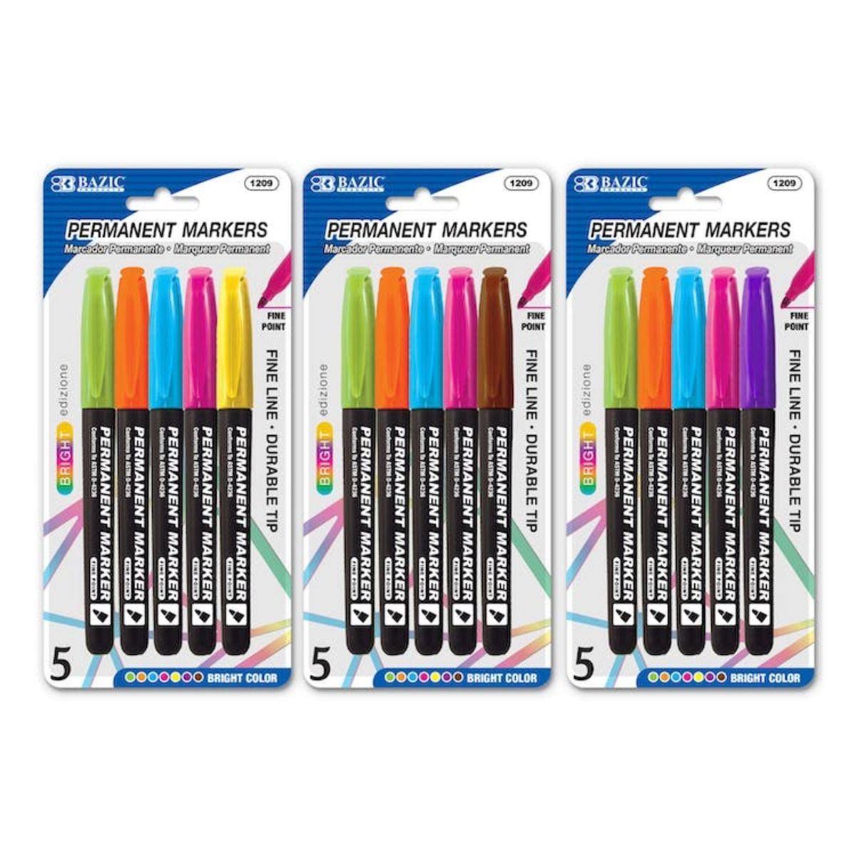 Permanent markers - 5 pack fine tip assorted colors | Coggins Promo