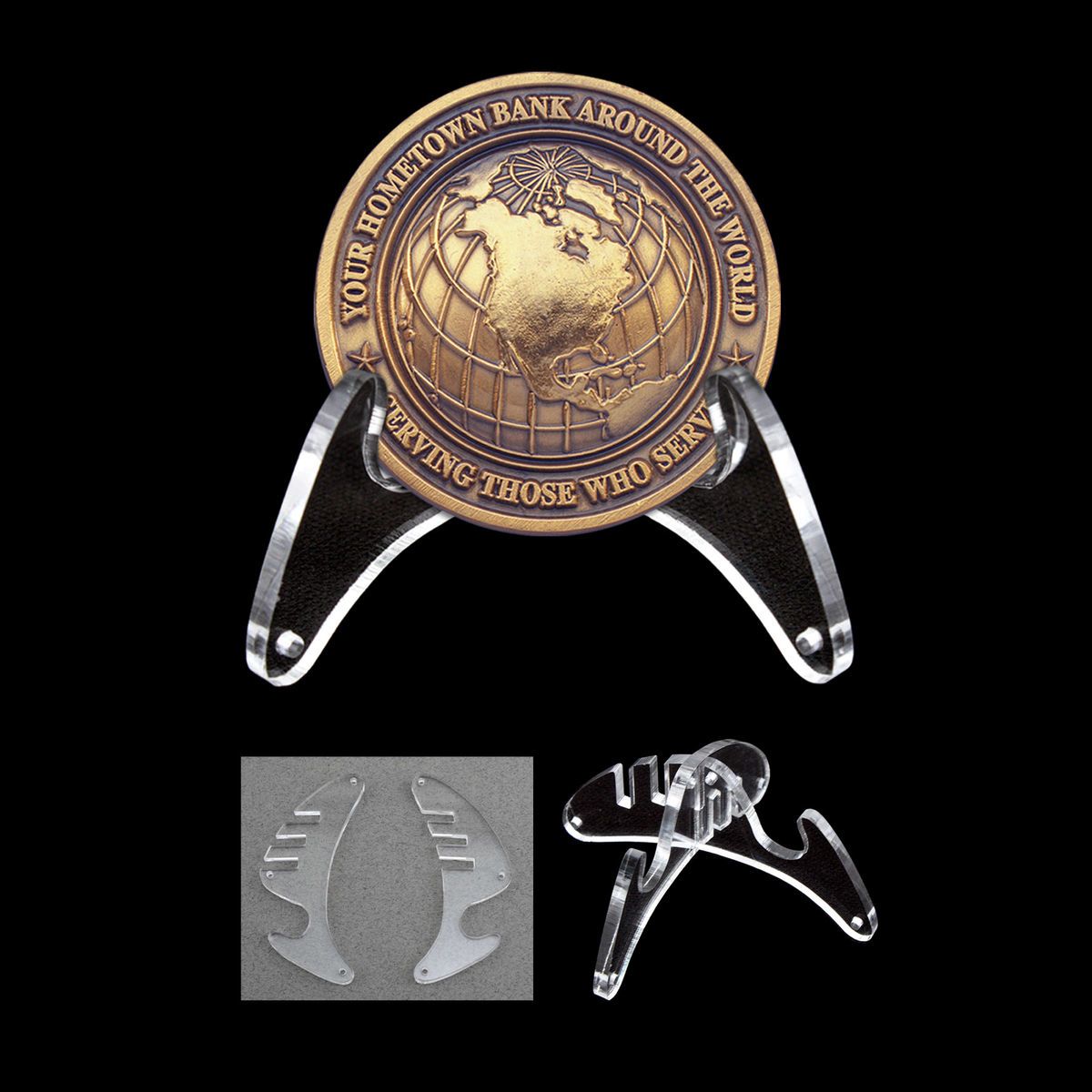 Clear acrylic coin easel | Corporate Specialties