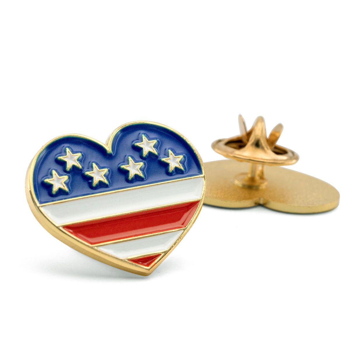 Promotional Heart with american flag - die struck patriotic lapel pin ...