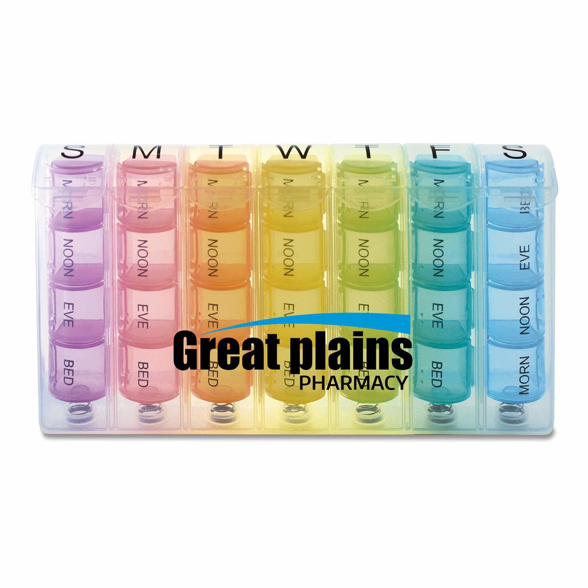 Rainbow spring loaded 7-day pill box | Order Swag