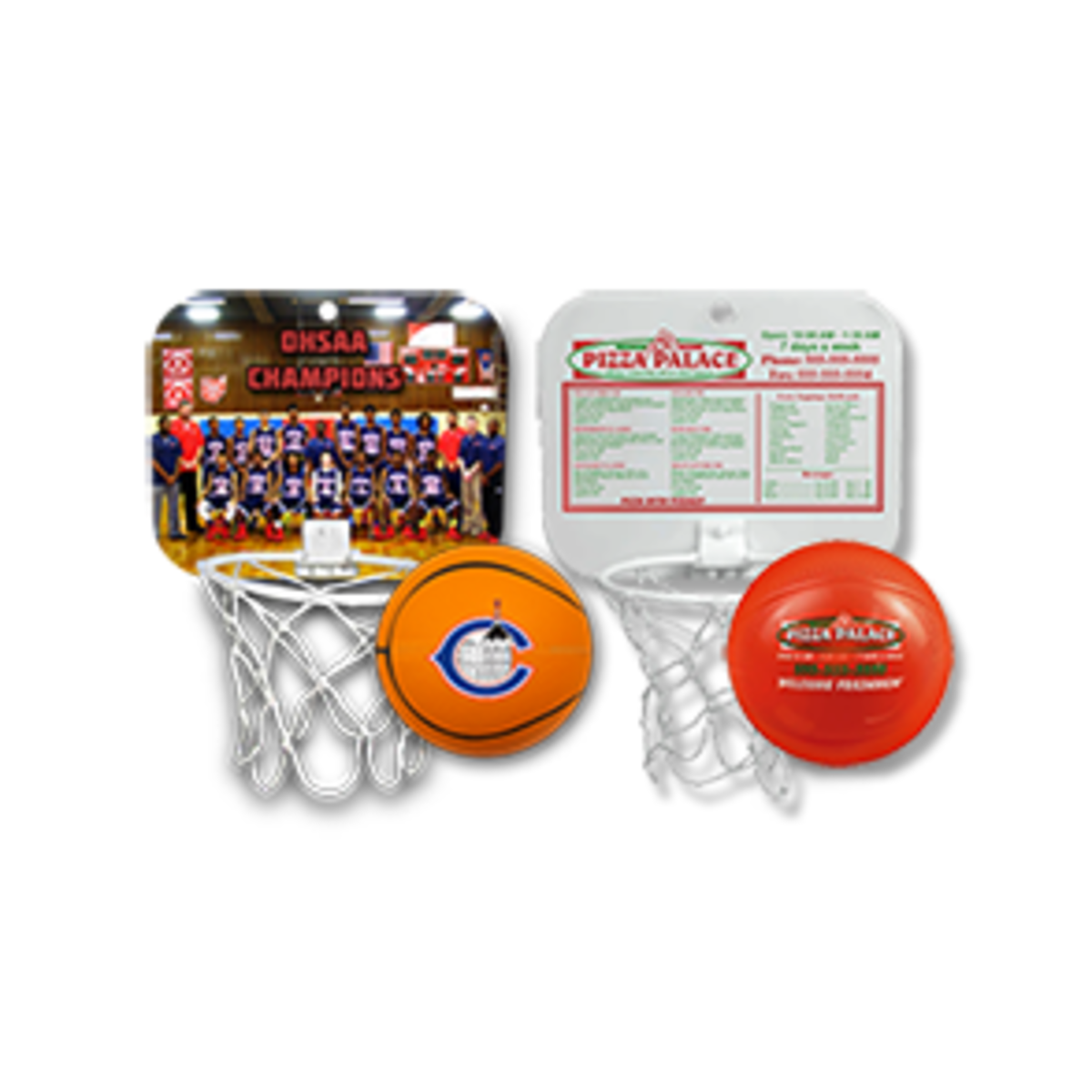 Mini basketball backboard w unimprinted vinyl basketball | Corporate ...
