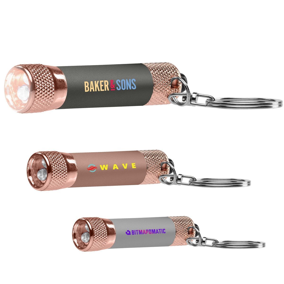 Chroma softy rose gold metallic - led flashlight with keyring | Order Swag