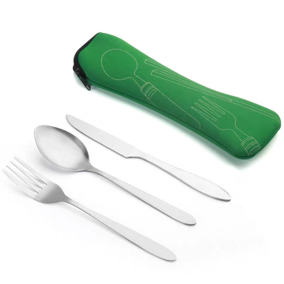 3 Piece Stainless Steel Portable Utensil Set/Cutlery Kit | Corporate ...