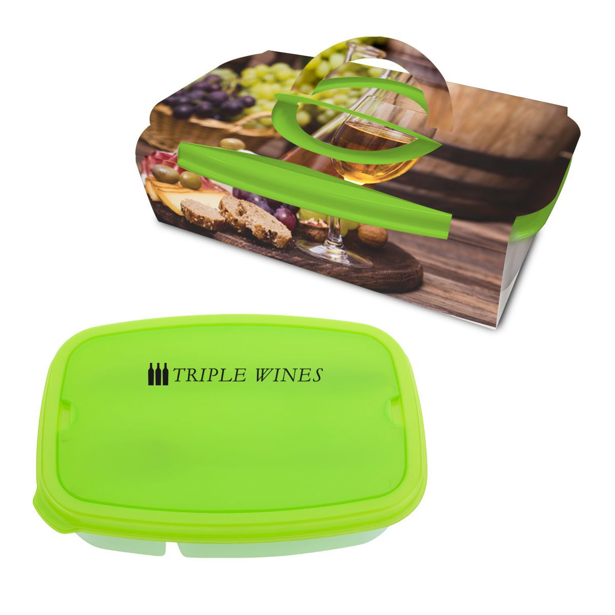 2-Section Lunch Container With Custom Handle Box | Swag Your Brand