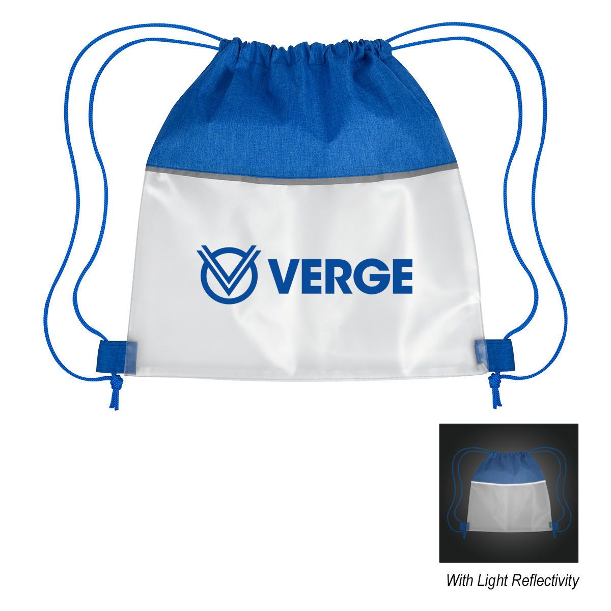 Reflective heathered frost drawstring bag | Corporate Specialties
