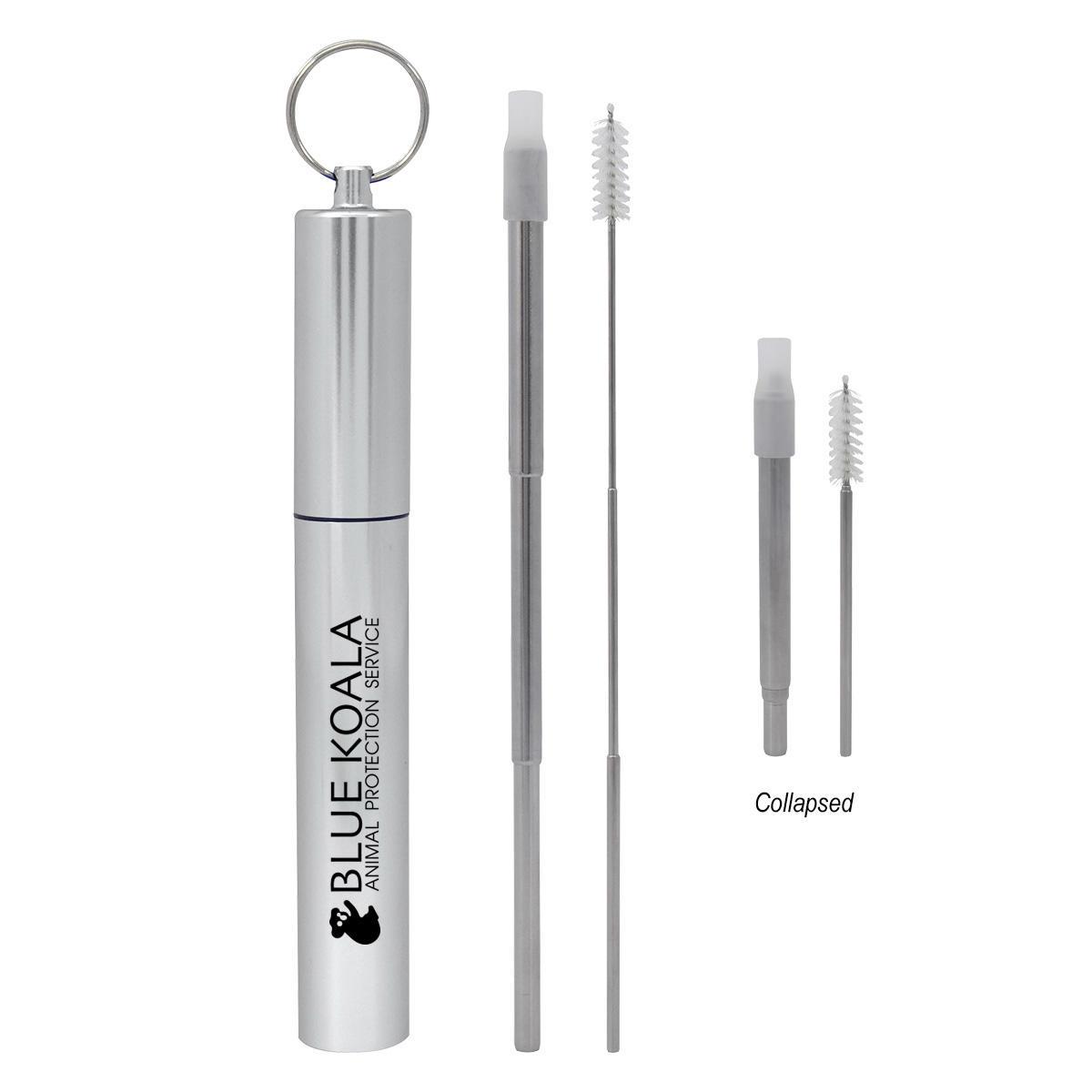 Promotional Telescopic Stainless Steel Straw Kit Personalized With Your ...