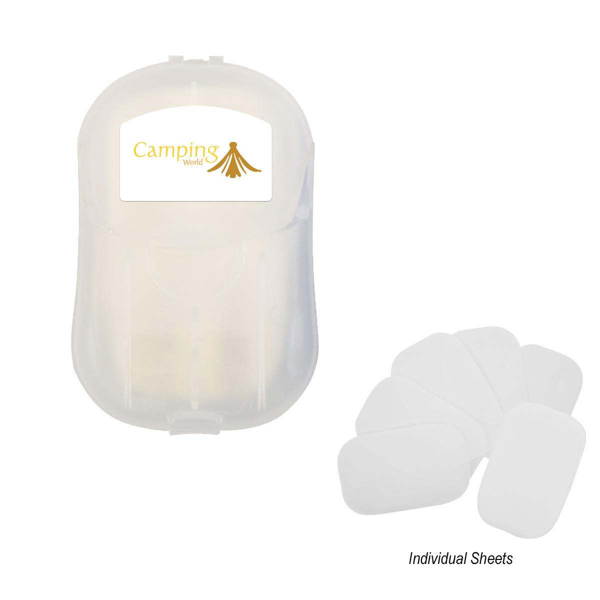 Hand soap sheets in compact travel case | Corporate Specialties