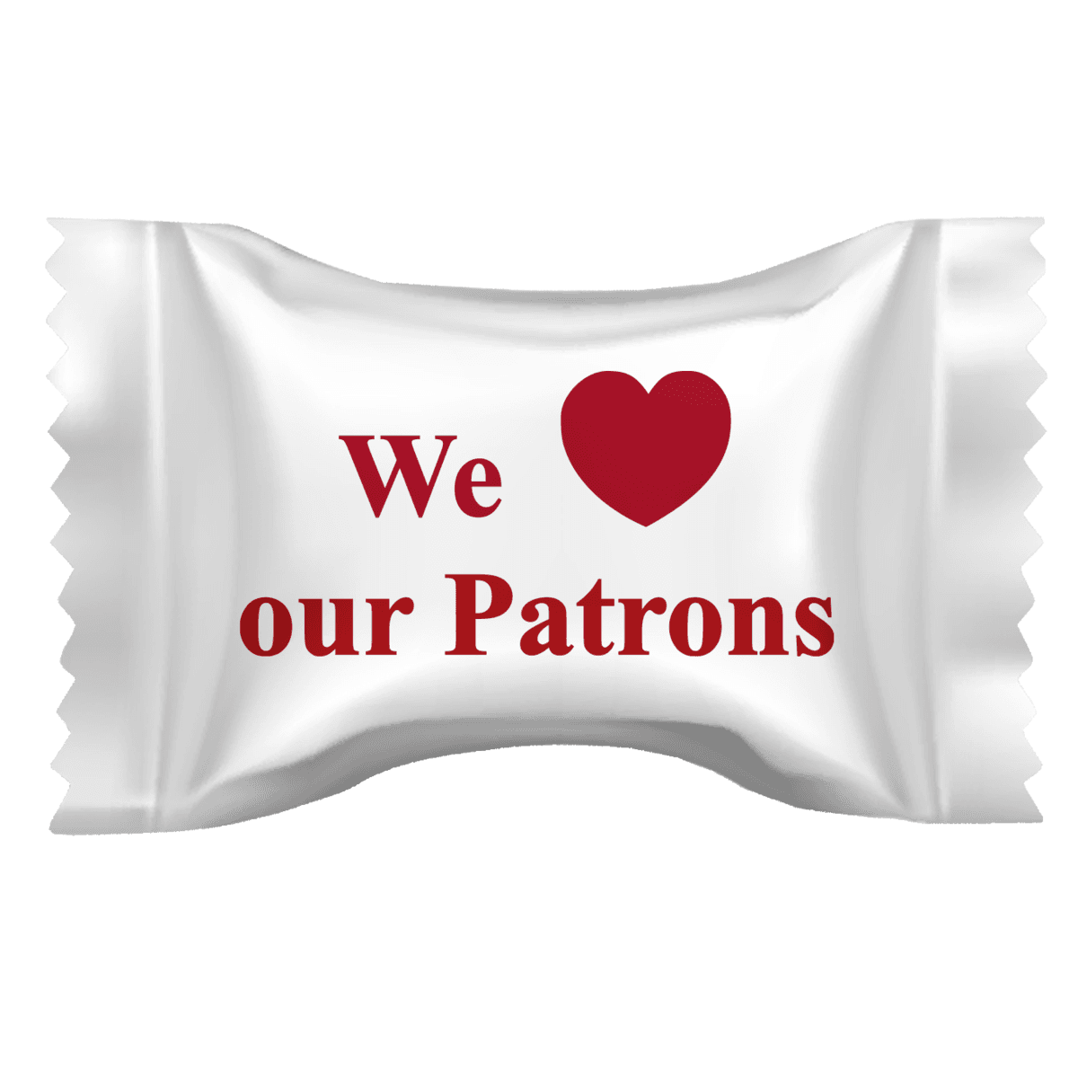 Custom Chocolate Buttermints in a We Love Our Patrons Wrapper Brand ...