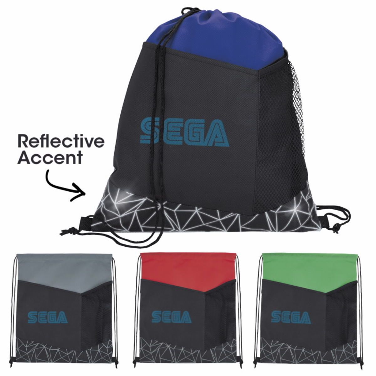 Reflective geometric drawstring backpack | Order Swag