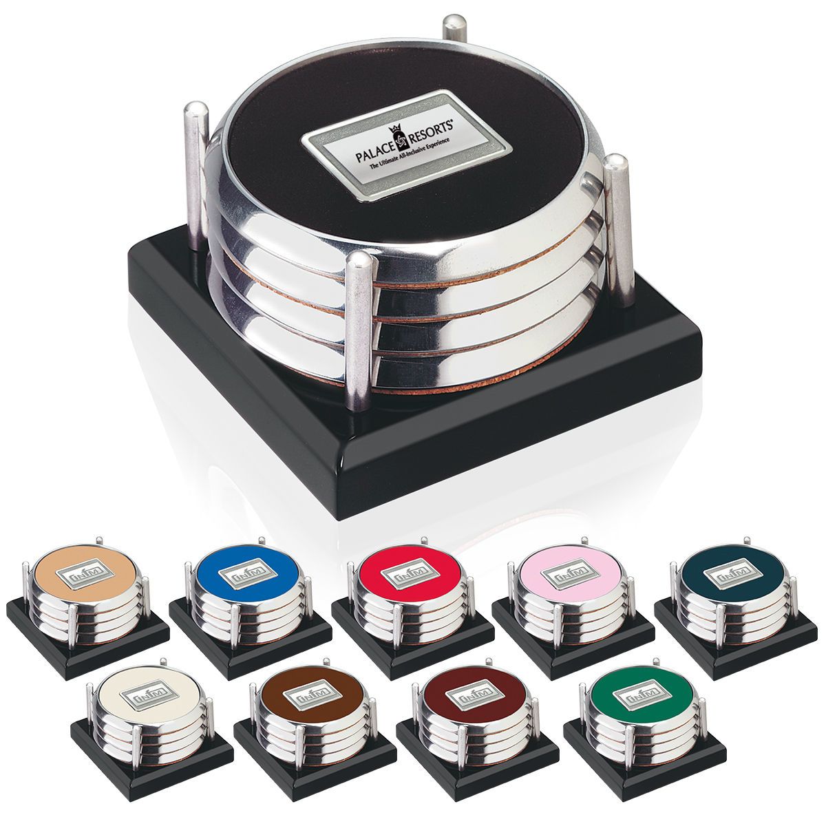 Four coasters with black acrylic tray | Inkmule