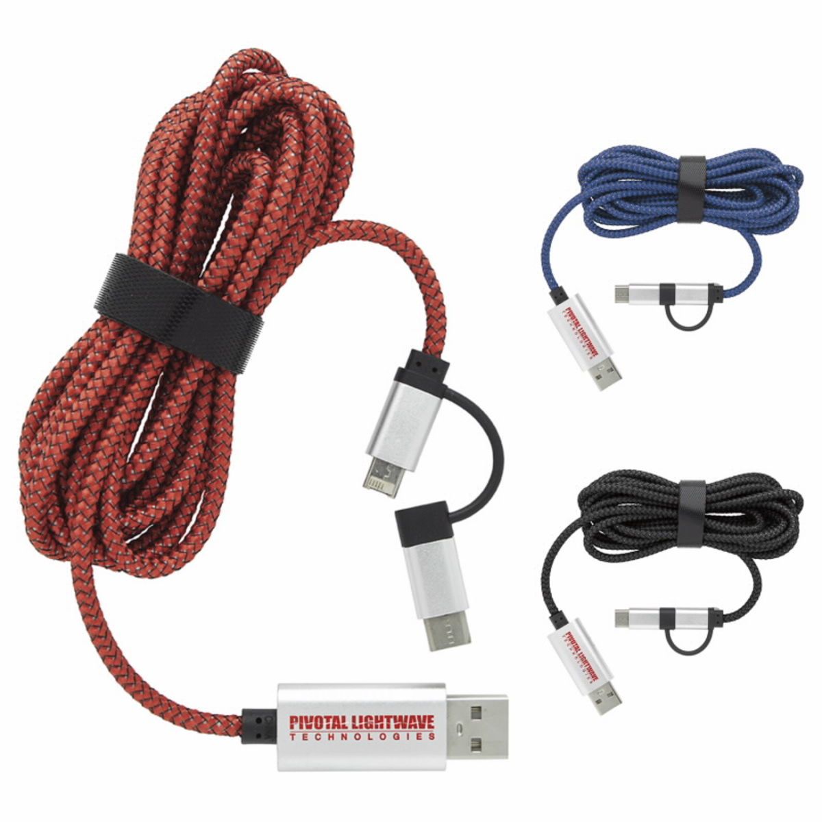 8ft dual charging cable with usb-c | SWAGBOX.COM