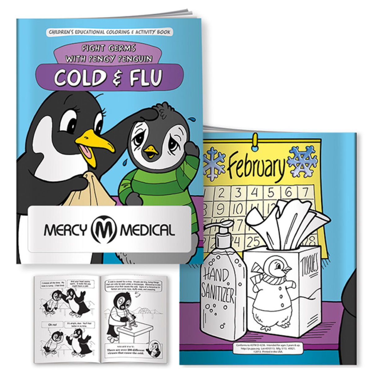 Coloring book cold flu fight germs with pengy | Inkmule