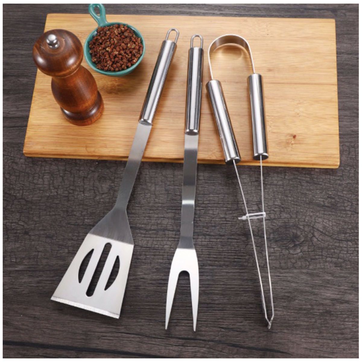 Promotional 3pcs stainless steel bbq grill set accessories tools set ...