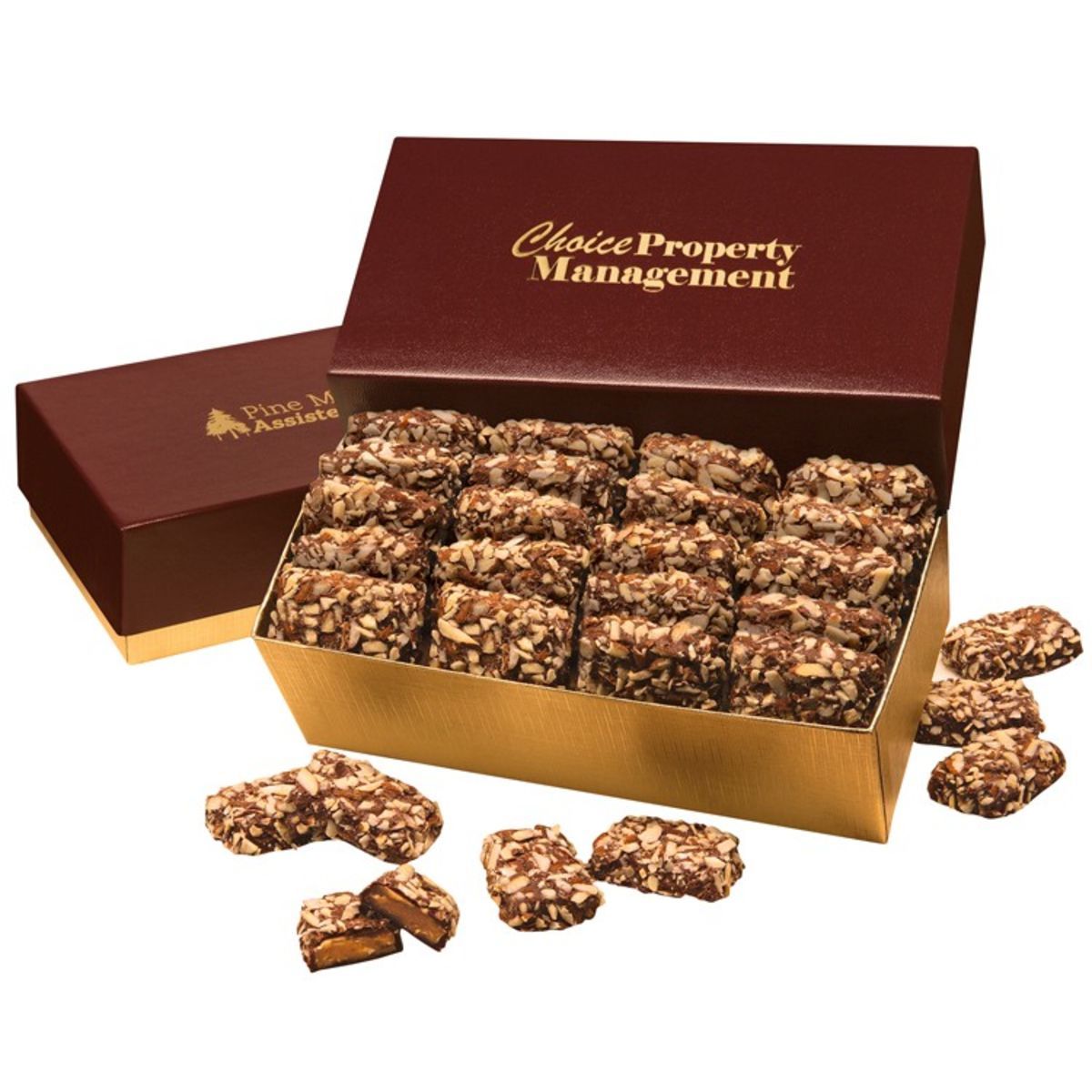 English butter toffee in burgundy gold gift box | Corporate Specialties