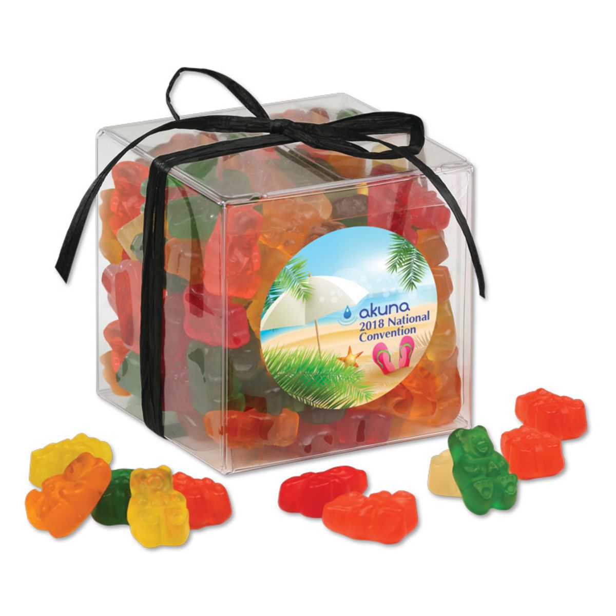Stylish acetate cube with gummi bears | Corporate Specialties