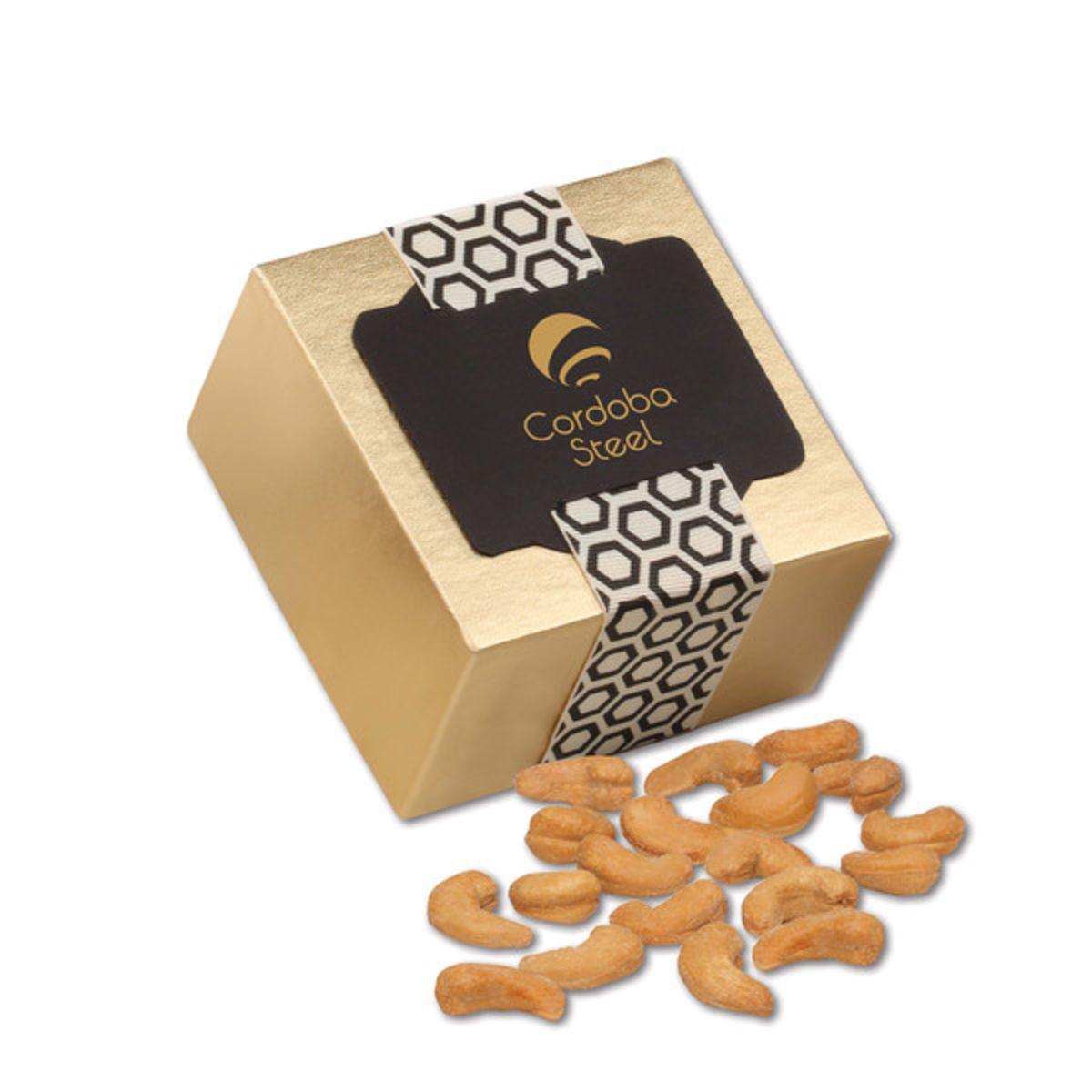Extra fancy cashews in gold gift box | SWAGBOX.COM