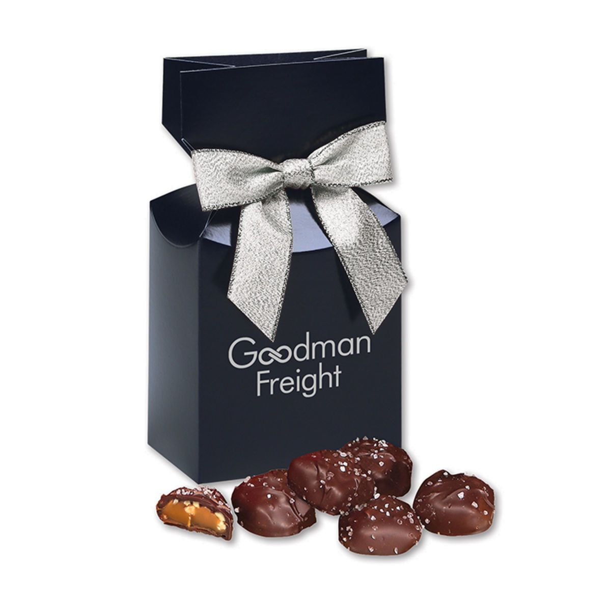 Promotional Sea salt almond turtles in navy premium delights gift box ...