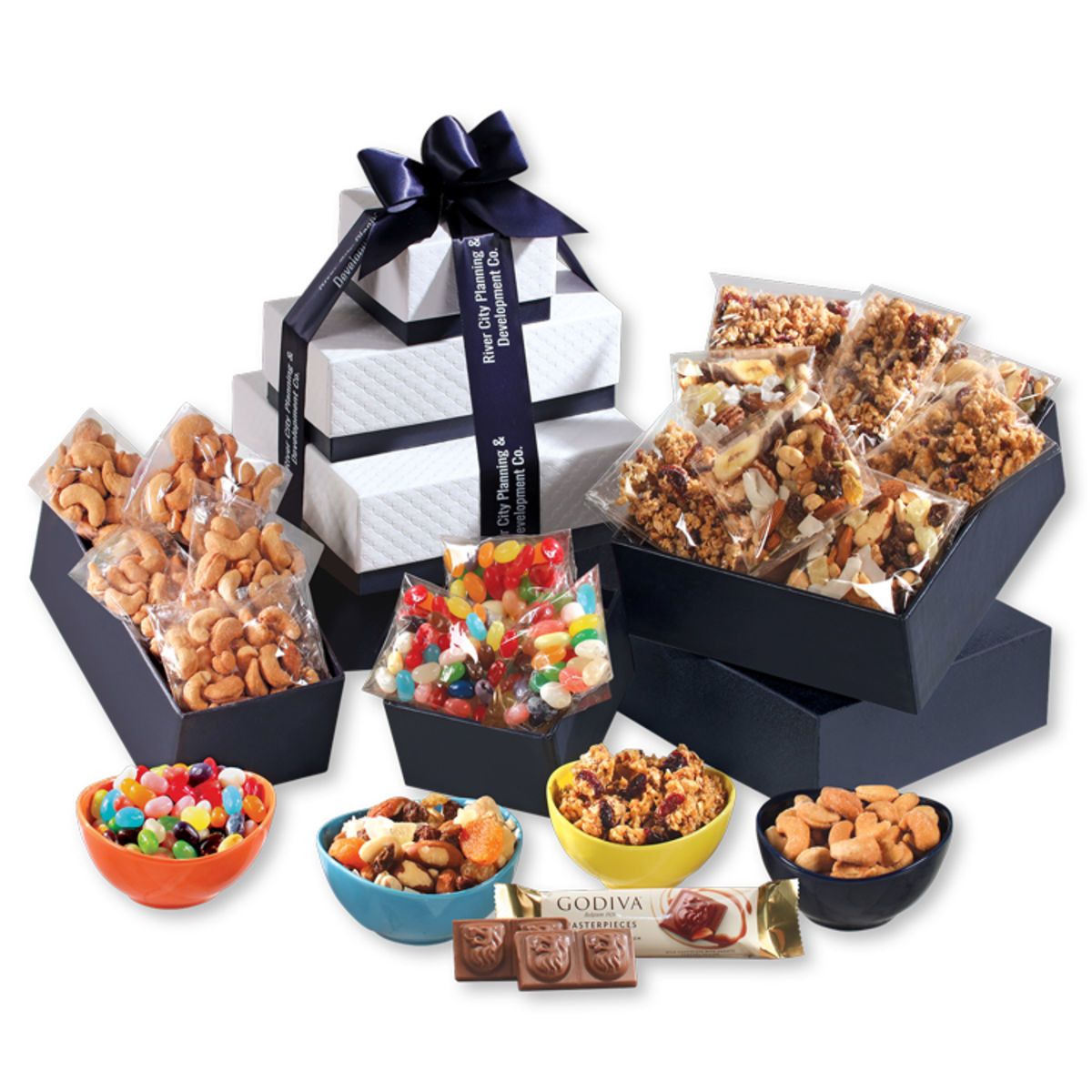 Promotional Individually-wrapped sweet salty snacks tower Personalized ...