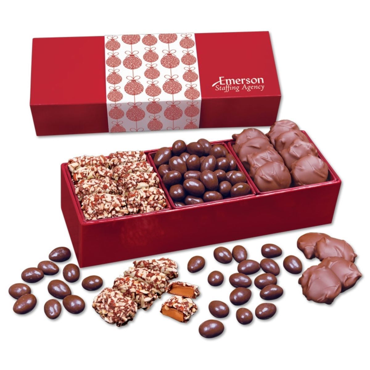 Promotional Red trio of sweets with ornament wrap Personalized With ...