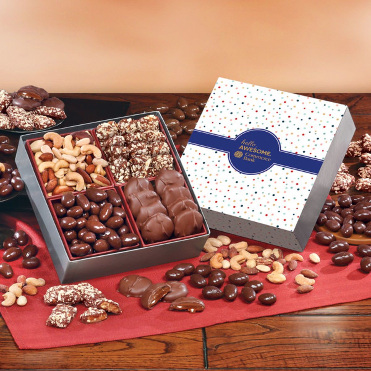 Promotional Gourmet holiday gift box with bubbles sleeve Personalized ...