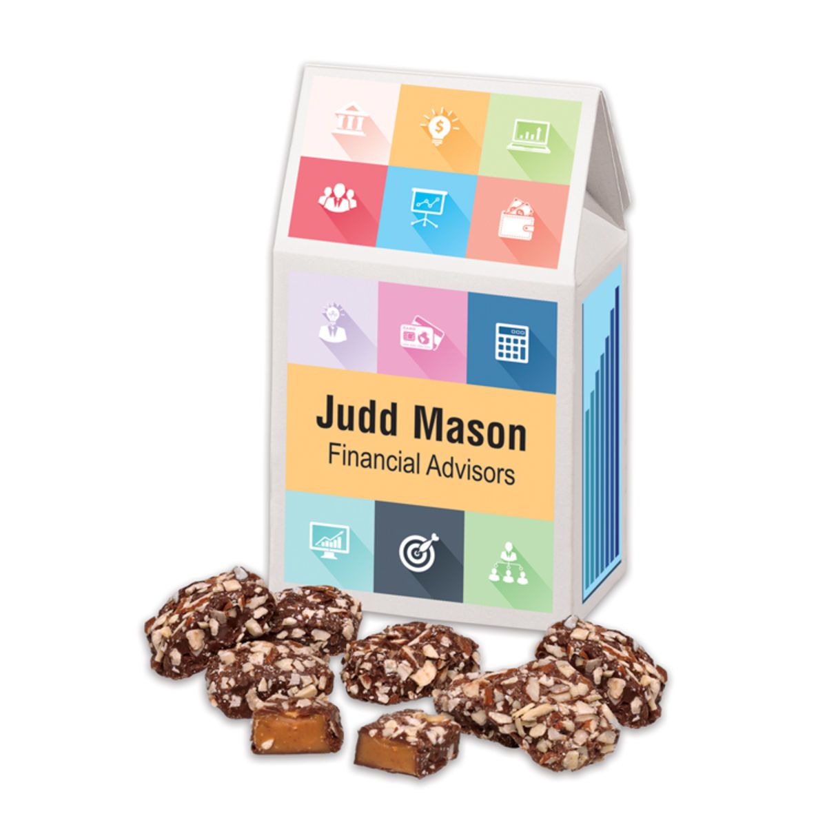 English butter toffee in gable top gift box with full color imprint ...