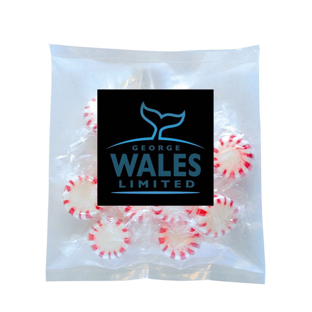 Promotional Striped peppermints in sm label pack Personalized With Your ...