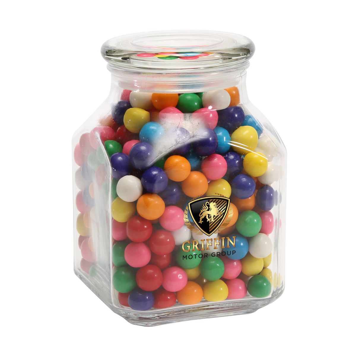 Promotional Gumballs in lg glass jar Personalized With Your Custom Logo