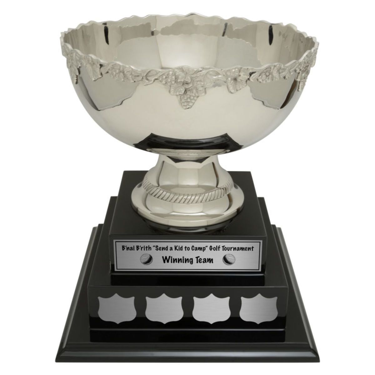 Promotional Nickel Plated Paisley Bowl - Rosewood Base, Award Trophy ...