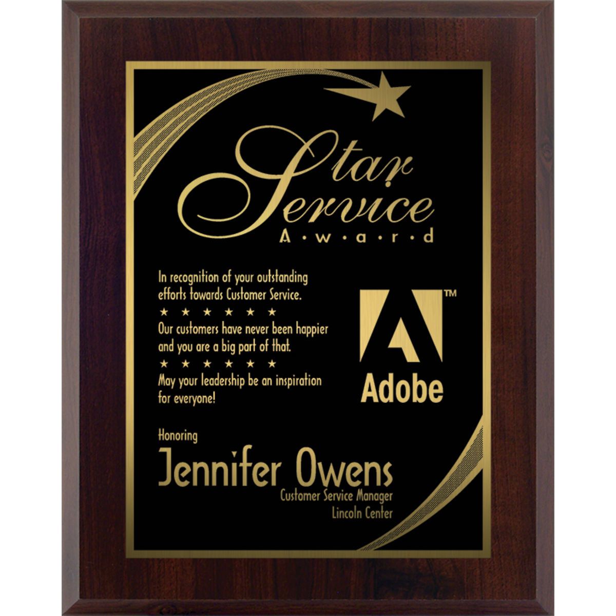 Executive style engraved two-tone, award trophy, 7x 9 | Perfect Imprints