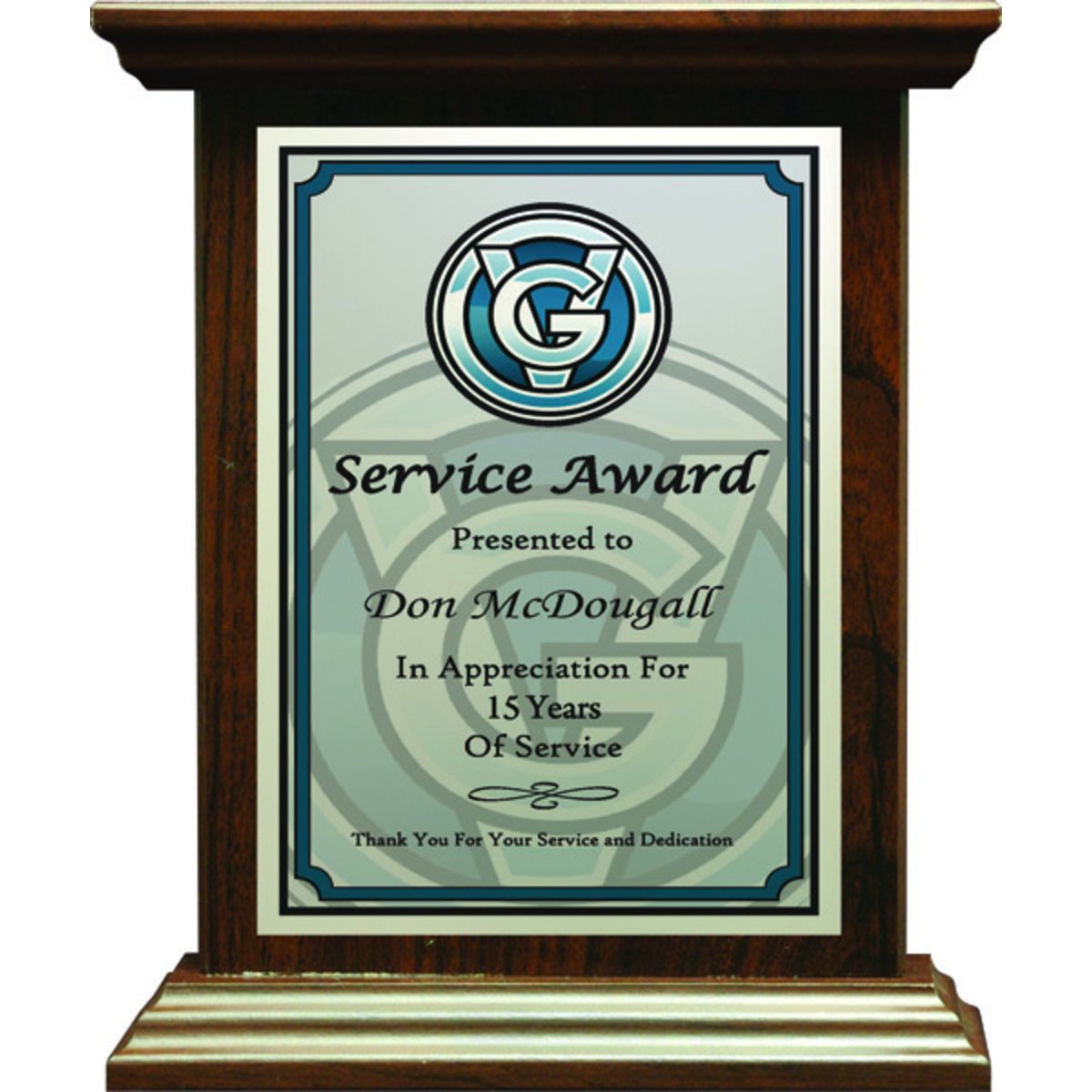 Custom Roman style plaque, award trophy, 6x 7 Personalized With Your Logo