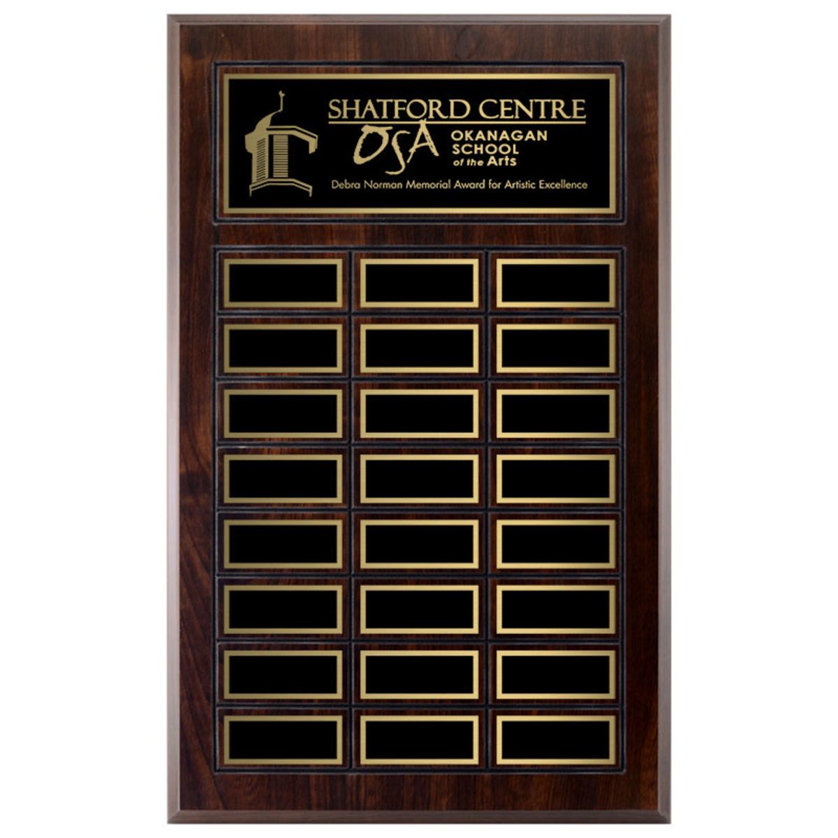 Custom Cherrywood grooved annual plaque, 12x 18 Personalized With Your Logo