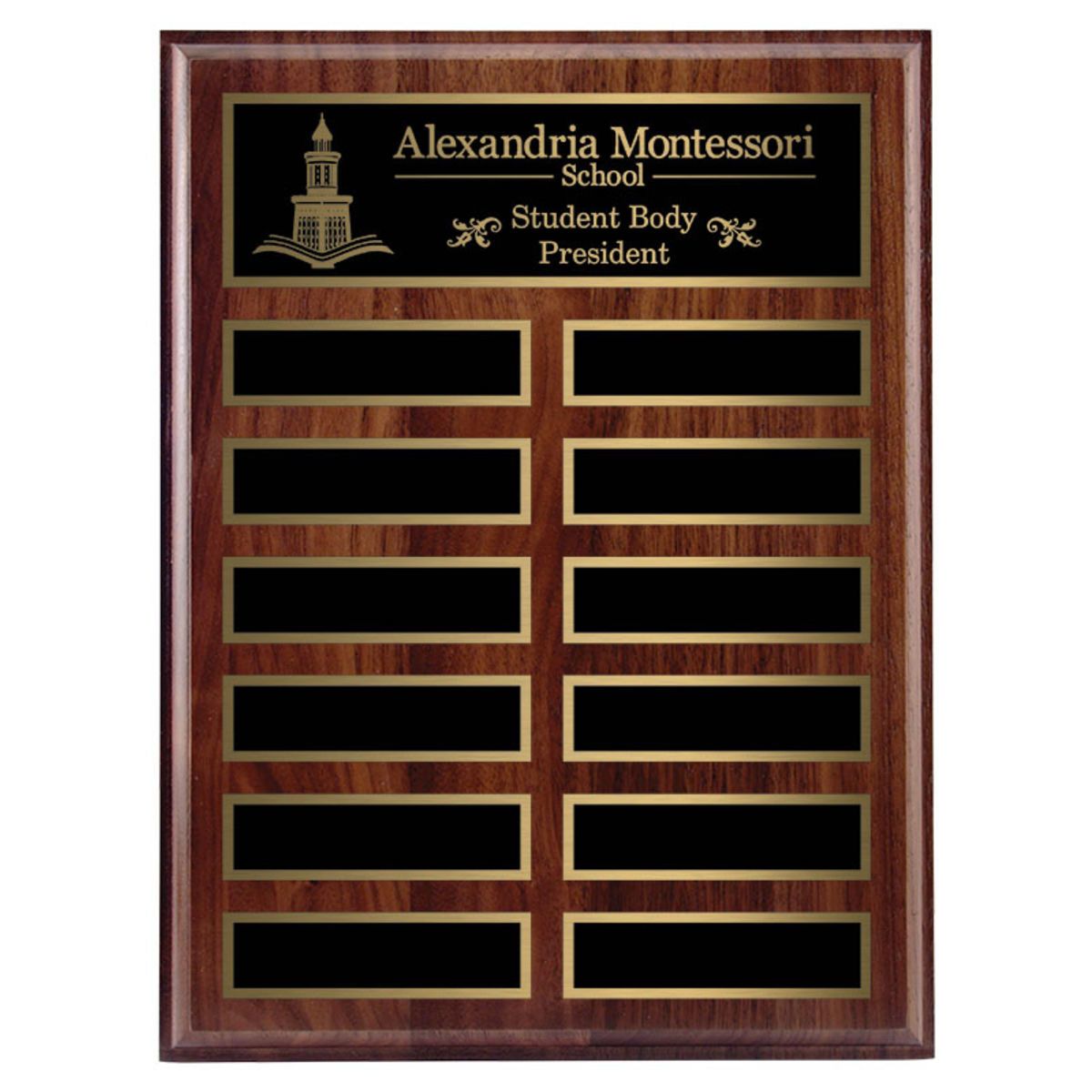 Custom Genuine walnut annual plaque, 10x 13 | BrandExtenders