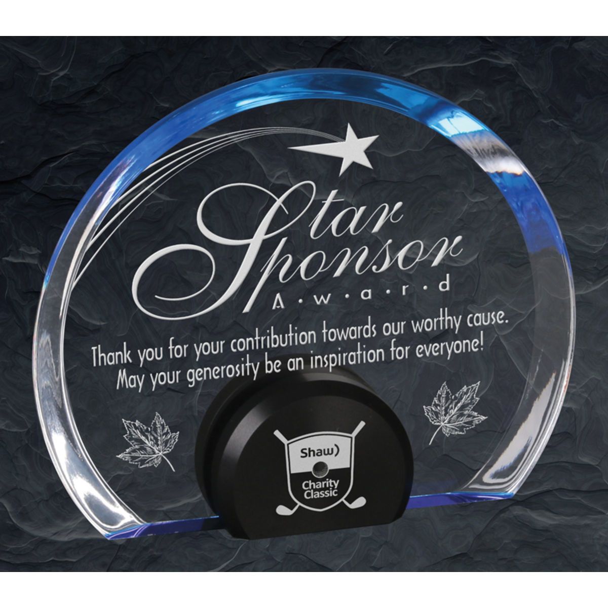 Custom Halo acrylic, blue, award trophy, 5x 6 Personalized With Your ...