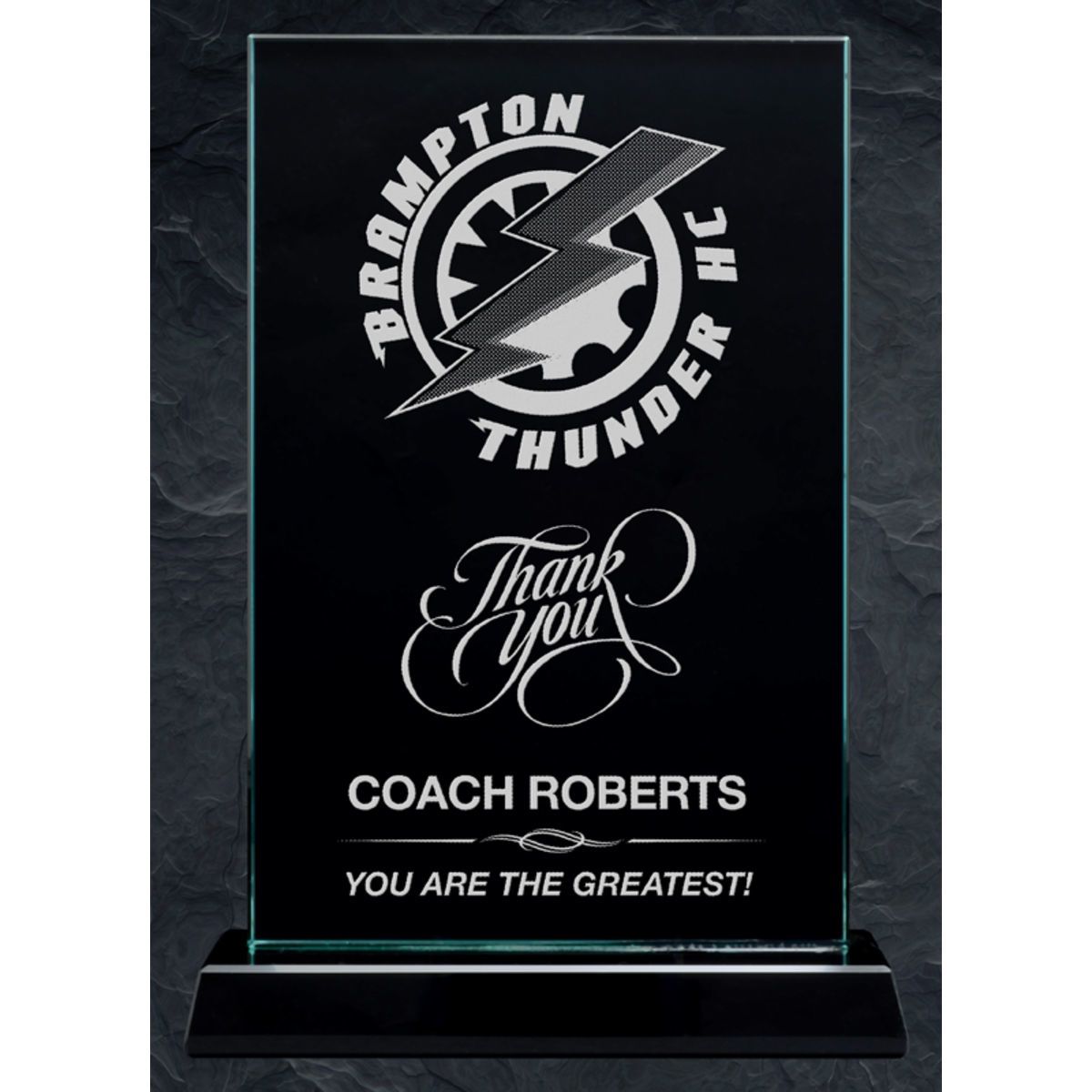 Promotional Westin black glass, award trophy, 7 78 Personalized With ...