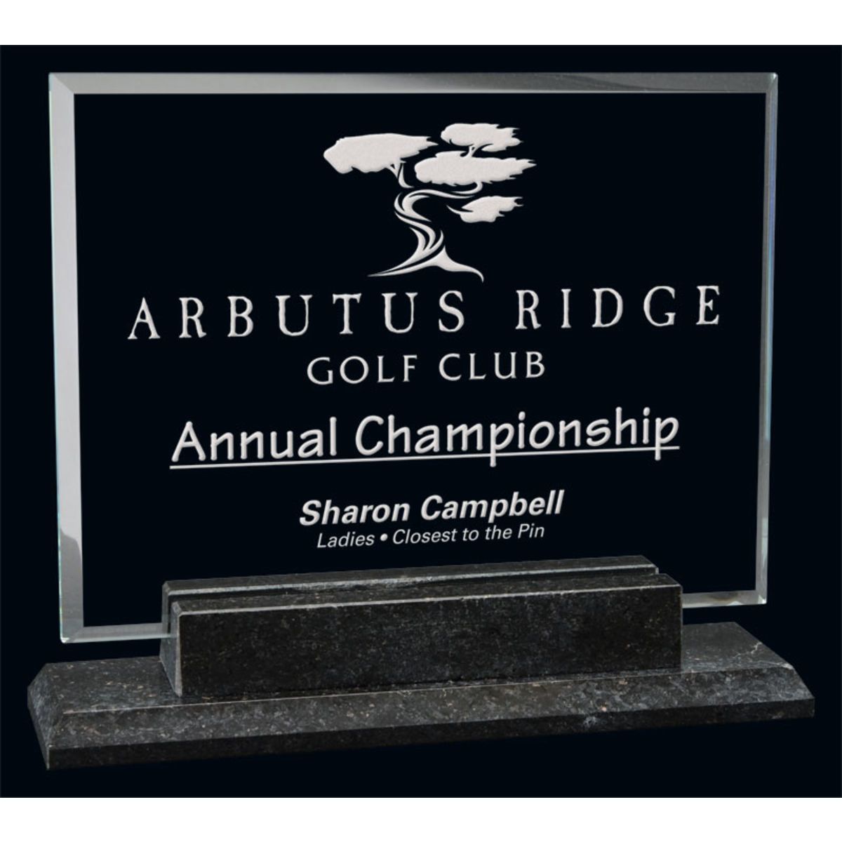 Custom Mesa Clear Glass WGranite, Award Trophy, 7?x 6 Personalized With ...