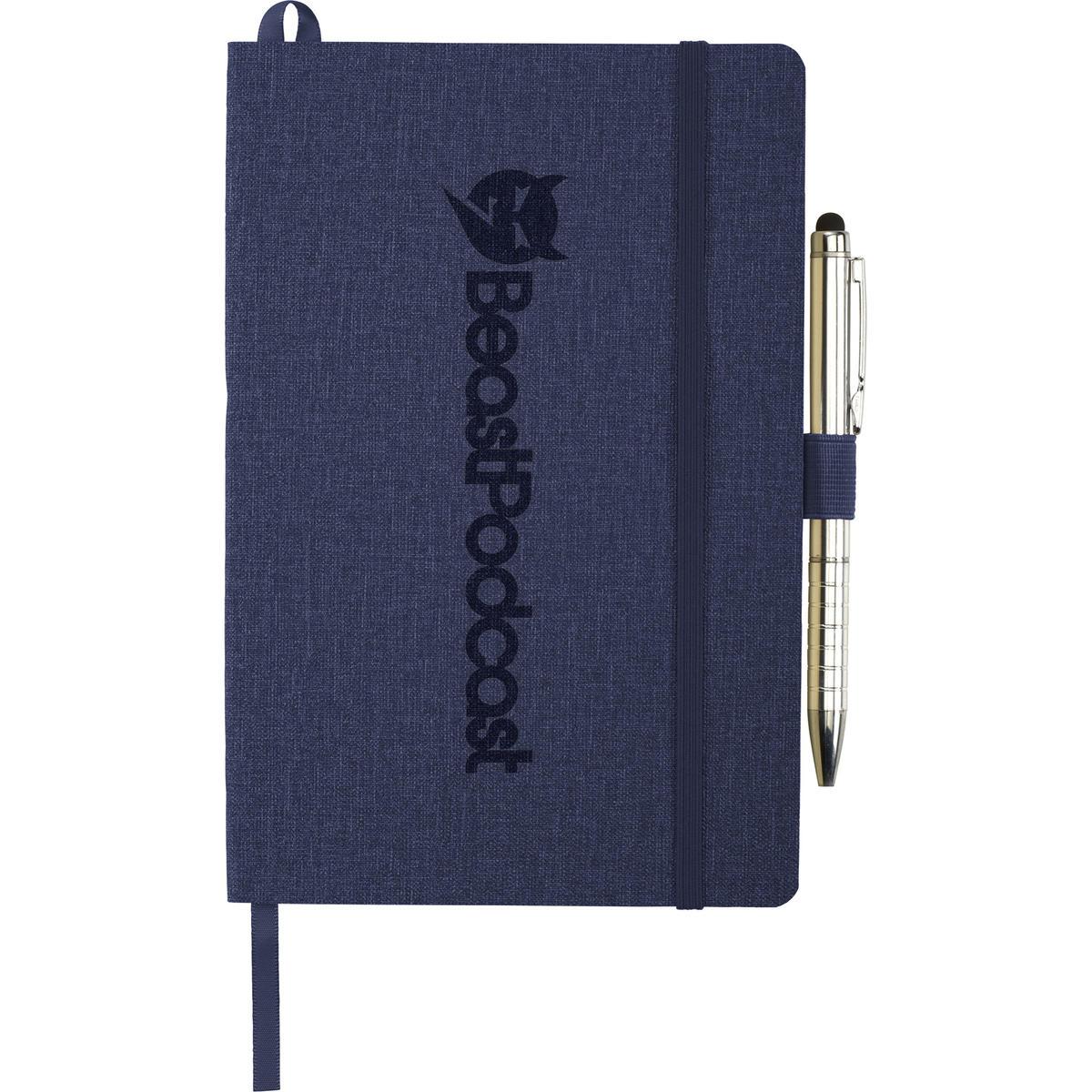 Promotional 5.5 x 8.5 heathered soft bound journalbook Personalized ...