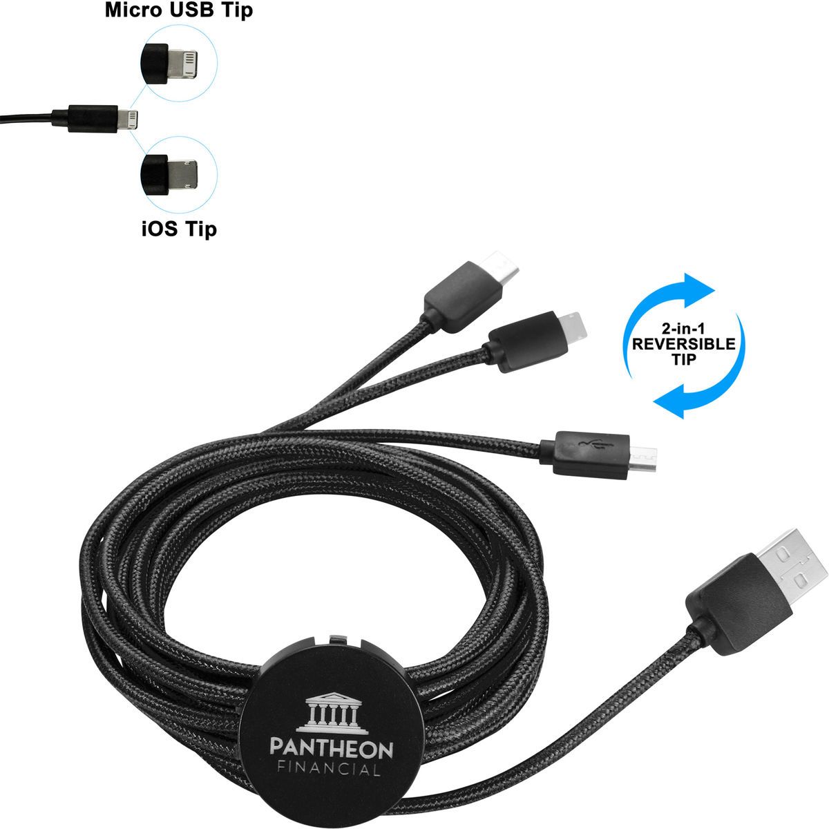 Rolly 10 foot 3-in-1 light up logo cable | Order Swag